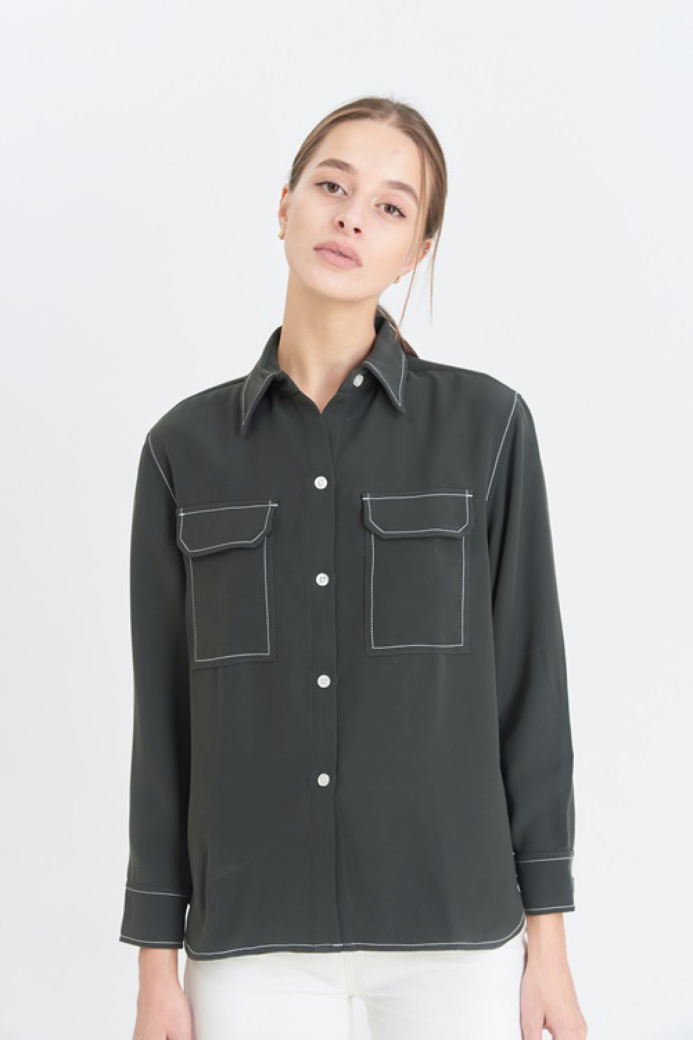 TRES FASHION | CLOTHES : EE - ALMOND SHIRT GREEN